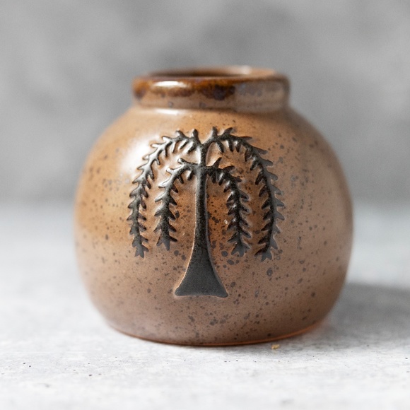 Unknown | Accents | Willow Tree Pottery Vase Pot Brown Marked On Bottom ...